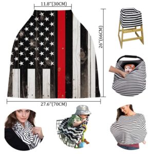 Nursing Cover Baby Car Seat Covers Breastfeeding Scarf Infant Stroller Covers Vintage Firefighter Flag Thin Red Line Newborn Carseat Canopy for Blanket/High Chair