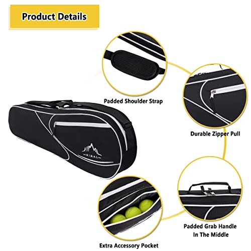 Himal 3 Racquet Tennis-Bag Premium tennis-racket-bag With Protective Pad, Professional or Beginner Tennis Players, Lightweight Tennis Bag for All Ages,Black