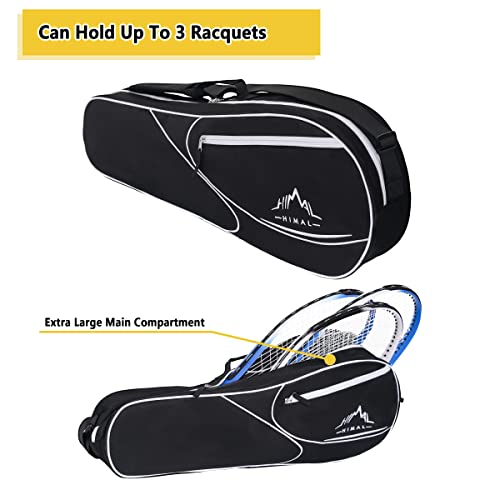 Himal 3 Racquet Tennis-Bag Premium tennis-racket-bag With Protective Pad, Professional or Beginner Tennis Players, Lightweight Tennis Bag for All Ages,Black