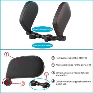 Car Seat Headrest Pillow,Travel Sleeping Head Neck Support,Memory Foam Neck Pillow for Kids,Adjustable on Both Sides-Sleep Better in The Car(PVC Black)