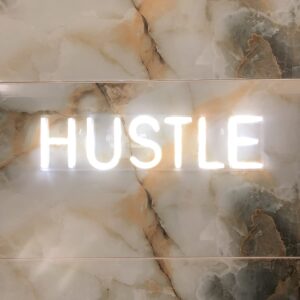 hustle neon sign for wall decor large led neon lights party decorations for bedroom 19.7x4.9" night light usb powered for office kid's home gym bar gaming cafe wedding,christmas gift（white）