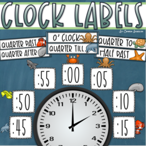 clock labels telling time ocean underwater theme