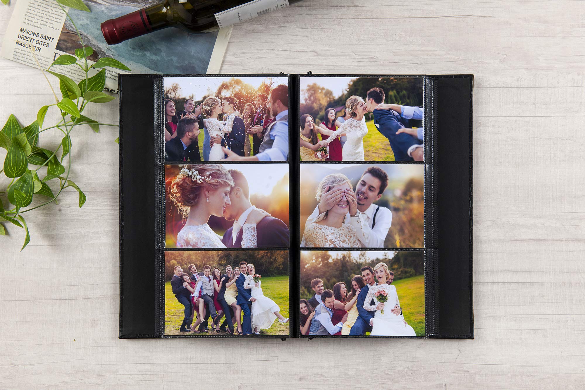 potricher Leather Photo Album 4x6 300 Photos for Family Wedding Anniversary Baby Vacation (Pink, 300 Pockets)