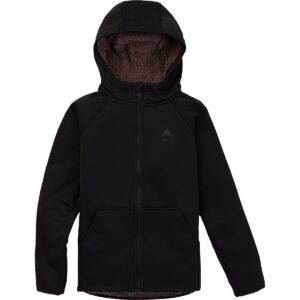 burton kids crown weatherproof full-zip sherpa fleece, true black, x-large