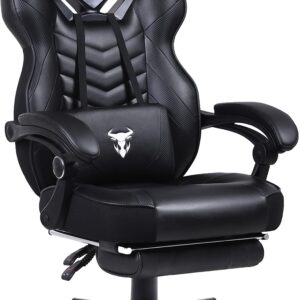 Zeanus Gaming Chairs for Adults Black Recliner Computer Chair with Footrest Ergonomic PC Gaming Chair with Massage High Back Chair for Gaming Big and Tall Gamer Chair Large Computer Gaming Chair