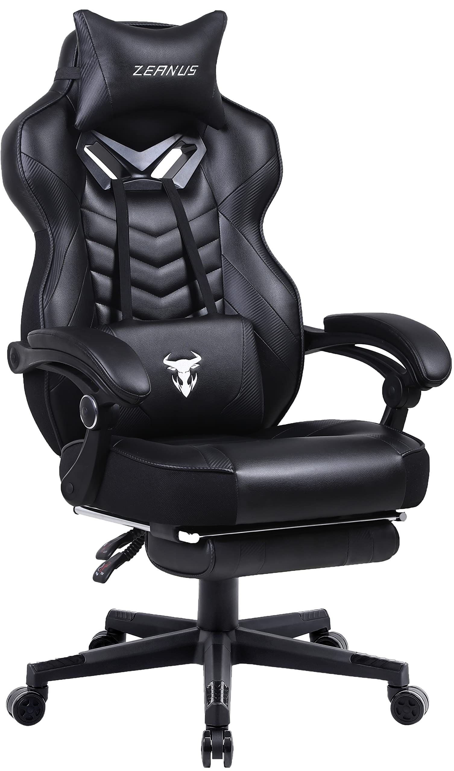 Zeanus Gaming Chairs for Adults Black Recliner Computer Chair with Footrest Ergonomic PC Gaming Chair with Massage High Back Chair for Gaming Big and Tall Gamer Chair Large Computer Gaming Chair