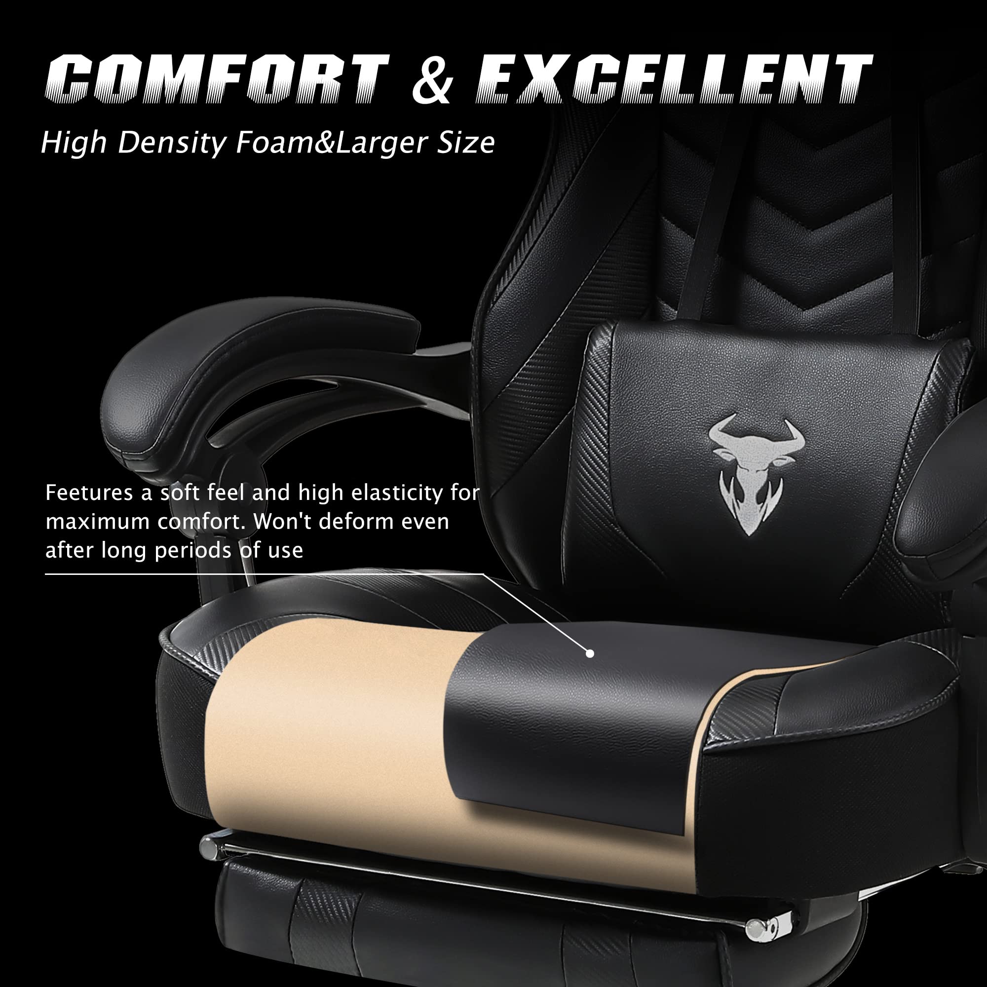 Zeanus Gaming Chairs for Adults Black Recliner Computer Chair with Footrest Ergonomic PC Gaming Chair with Massage High Back Chair for Gaming Big and Tall Gamer Chair Large Computer Gaming Chair