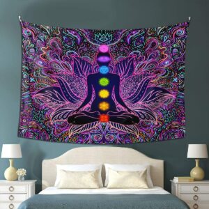 VEEMONIK Seven Chakra Tapestry - Bohemian Mandala Spiritual Tapestries Yoga Meditation Wall Hanging Boho Studio Room Art Home Decoration Gift Bedroom Decor Living Room 78.7" × 59.1"