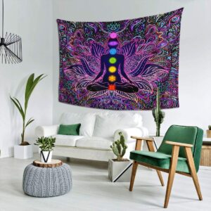 VEEMONIK Seven Chakra Tapestry - Bohemian Mandala Spiritual Tapestries Yoga Meditation Wall Hanging Boho Studio Room Art Home Decoration Gift Bedroom Decor Living Room 78.7" × 59.1"