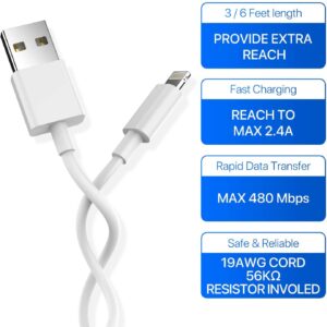 iPhone Charger, 4PACK 3/3/6/6Feet Long USB Charging Cable Fast Connector Data Sync Transfer Cord Compatible with iPhone 11 Pro Max XS XR X 8 7 6S 6 Plus SE 5S