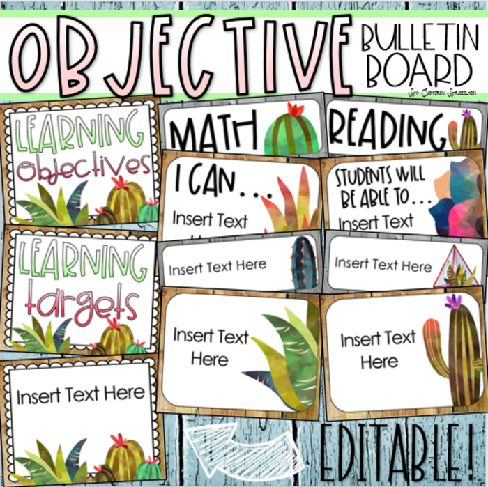 Learning Objectives Bulletin Board Display Rustic Farmhouse Theme Editable