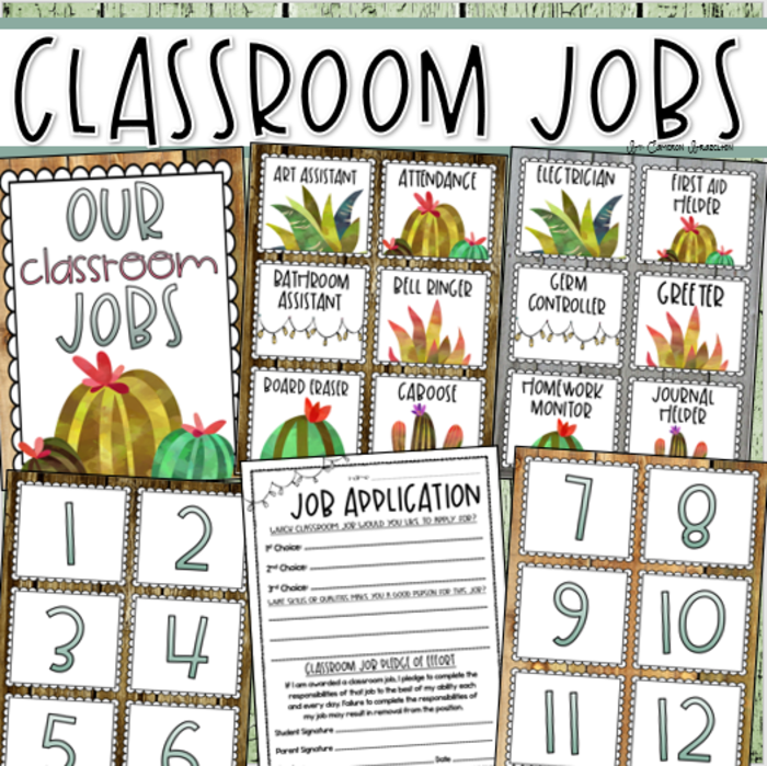 Classroom Jobs Poster Signs Rustic Farmhouse Theme