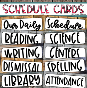 daily classroom schedule cards rustic farmhouse theme editable