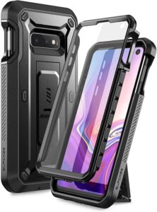 supcase unicorn beetle pro series designed for samsung galaxy s10e case (2019 release) full-body dual layer rugged with holster & kickstand with built-in screen protector (royal blue)