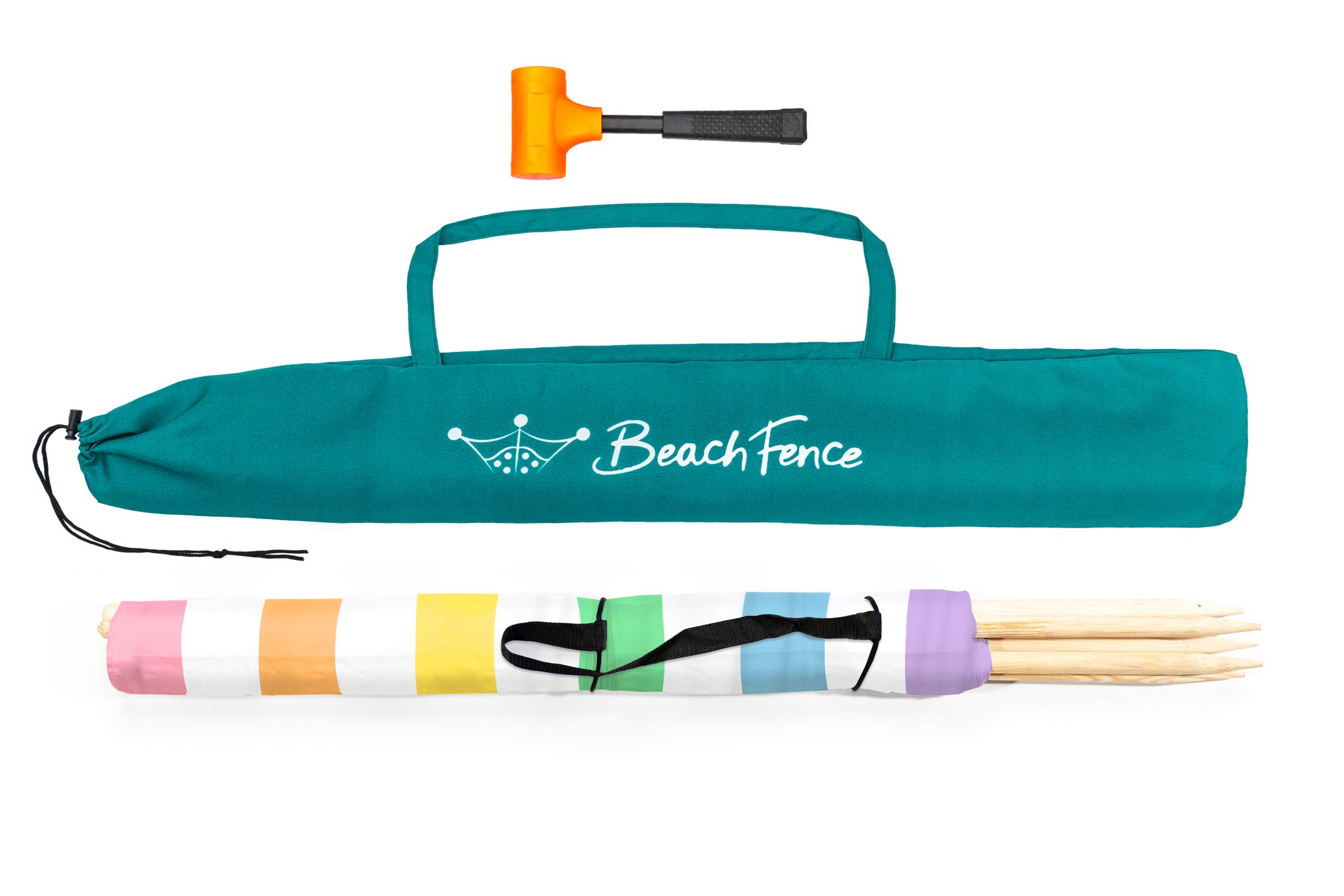 BEACH FENCE Premium 20 ft Beach Windscreen, Privacy Screen, Wind Blocker - Pastel Perfect, Free Rubber Mallet and Carry Bag Included