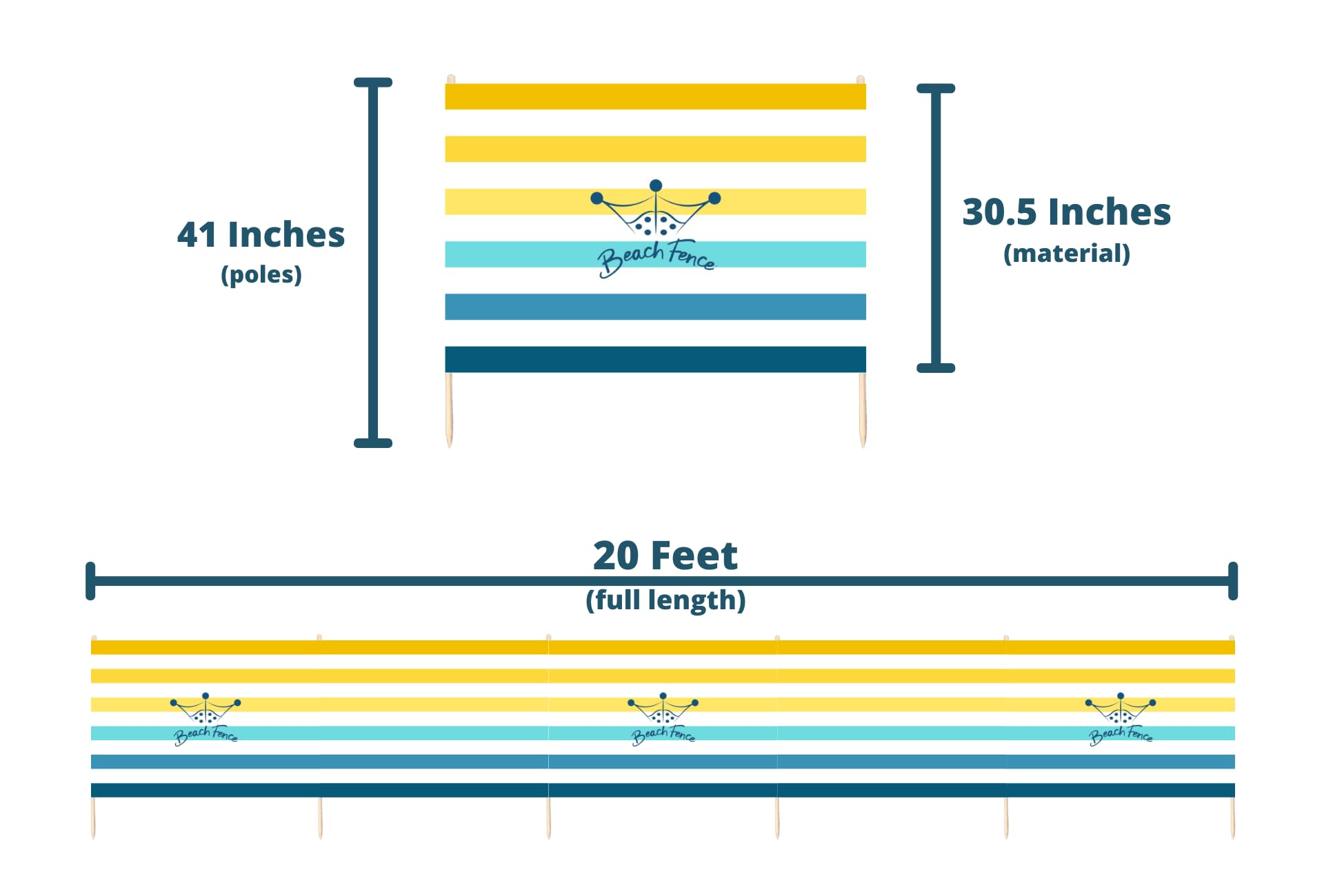 BEACH FENCE Premium 20 ft Beach Windscreen, Privacy Screen, Wind Blocker - Tahitian Sunset, Free Rubber Mallet and Carry Bag Included