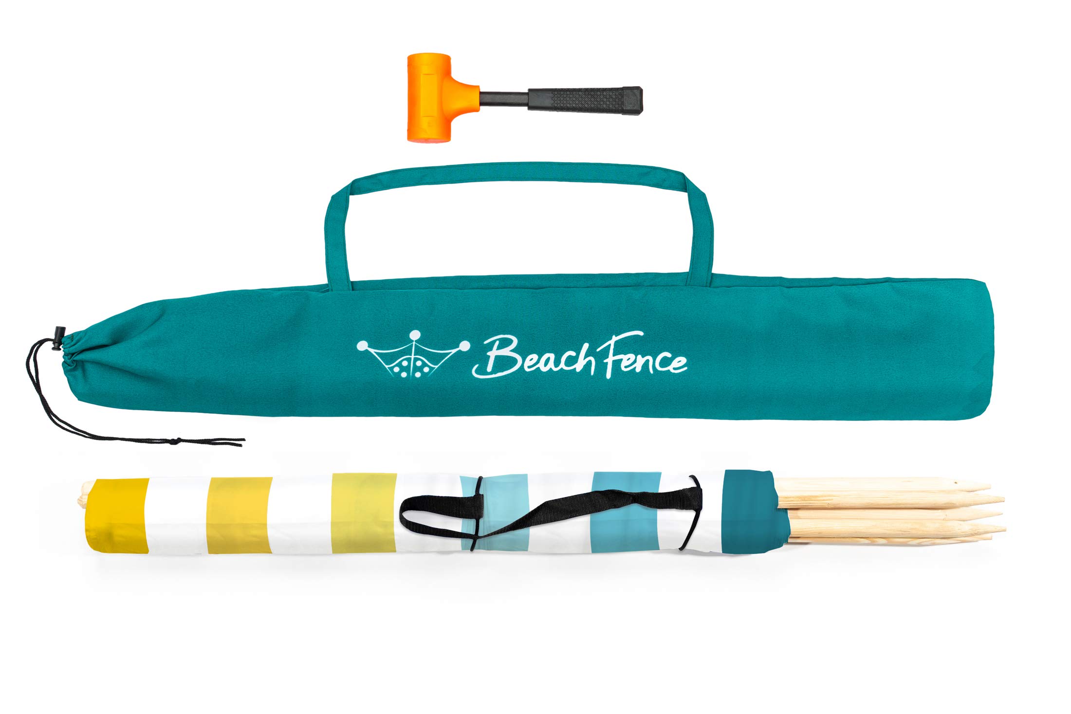 BEACH FENCE Premium 20 ft Beach Windscreen, Privacy Screen, Wind Blocker - Tahitian Sunset, Free Rubber Mallet and Carry Bag Included