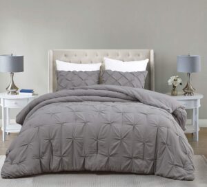 suprasoft estellar comforter set pinch pleat | grey | king