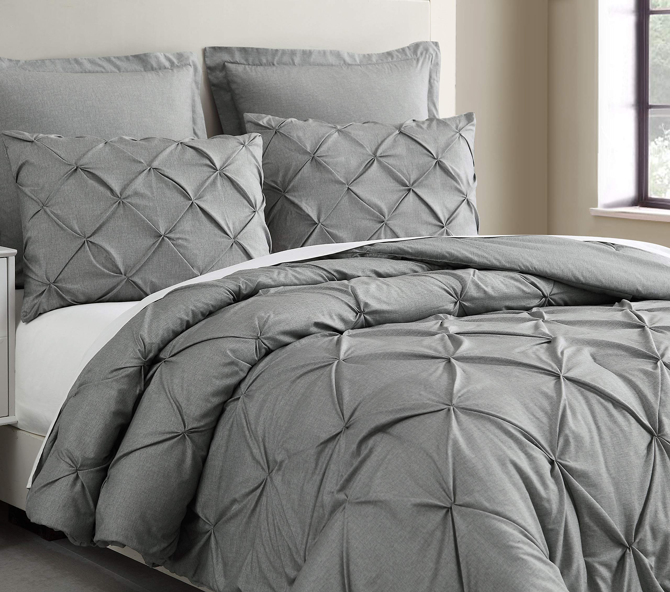 SupraSoft Estellar Comforter Set Pinch Pleat | Grey | King