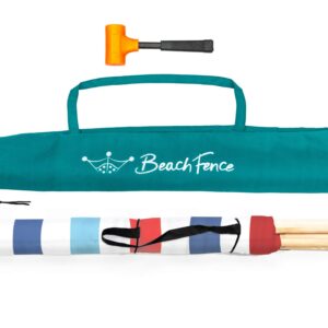 BEACH FENCE Premium 20 ft Beach Windscreen, Privacy Screen, Wind Blocker - Royal Red, Free Rubber Mallet and Carry Bag Included