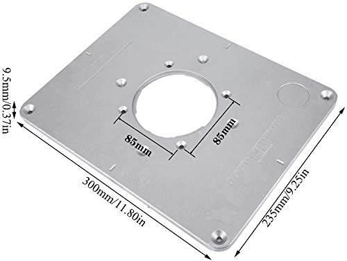 MOPHOEXII Aluminum Alloy milling Cutter Router Table Insert Plate with Plastic Router Insertion Ring and Install Screws for Woodworking Bench, 300mm x 235mm x 9.5mm