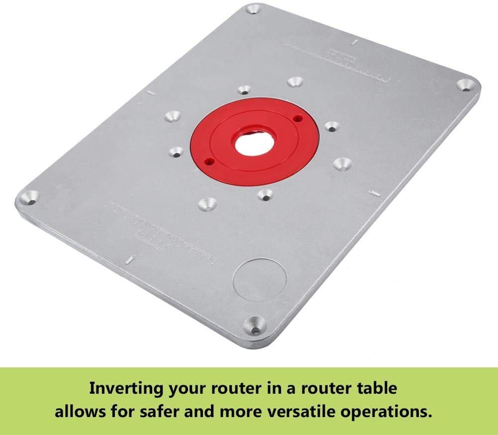 MOPHOEXII Aluminum Alloy milling Cutter Router Table Insert Plate with Plastic Router Insertion Ring and Install Screws for Woodworking Bench, 300mm x 235mm x 9.5mm