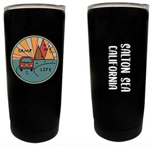 r and r imports salton sea california souvenir 16 oz stainless steel insulated tumbler camp life design black.