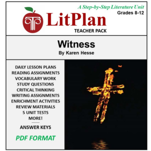 homeschool and online learning novel study guide for witness