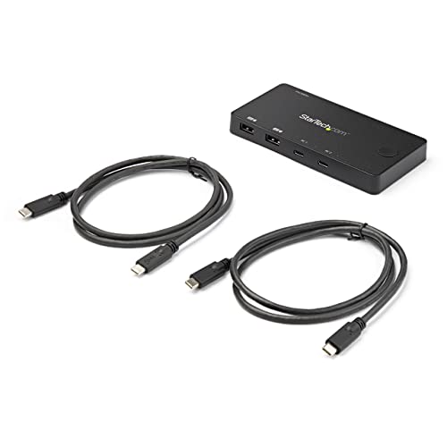 StarTech.com 2 Port USB C KVM Switch - 4K 60Hz HDMI - Compact Dual Port UHD USB Type C Desktop Mini KVM Switch with USB C Cables - Bus Powered - MacBook iPad Pro ThinkPad IdeaPad EliteBook (SV211HDUC)