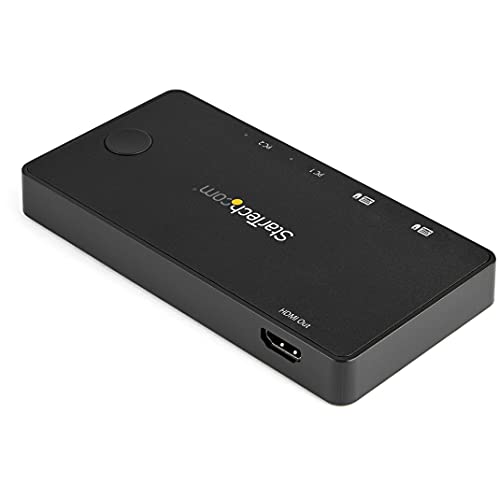 StarTech.com 2 Port USB C KVM Switch - 4K 60Hz HDMI - Compact Dual Port UHD USB Type C Desktop Mini KVM Switch with USB C Cables - Bus Powered - MacBook iPad Pro ThinkPad IdeaPad EliteBook (SV211HDUC)