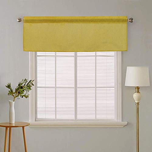 Curtain Valances for Windows Burlap Linen Window Curtains for Kitchen Living Dining Room 58 x 15 inch 1 Valance Yellow