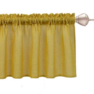 Curtain Valances for Windows Burlap Linen Window Curtains for Kitchen Living Dining Room 58 x 15 inch 1 Valance Yellow