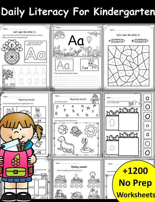 Daily Literacy For Kindergarten : +1200 Worksheets