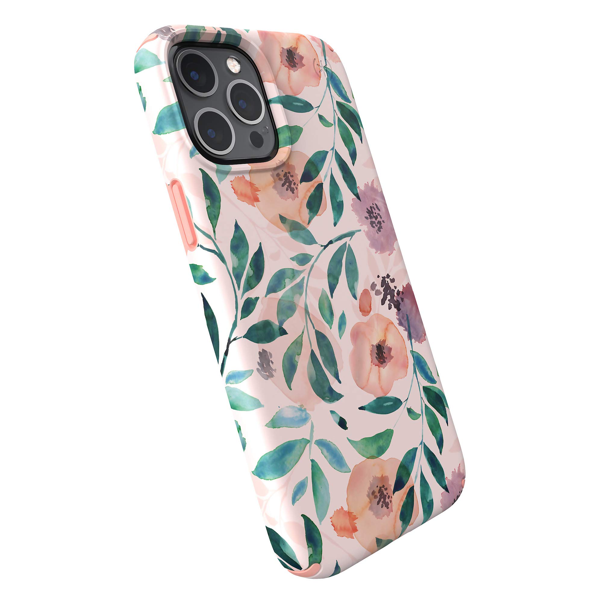 Speck Products Presidio Edition iPhone 12 Pro Max Case, White/Rosy Pink/Watercolor Roses