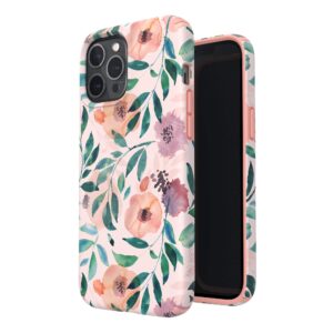 Speck Products Presidio Edition iPhone 12 Pro Max Case, White/Rosy Pink/Watercolor Roses