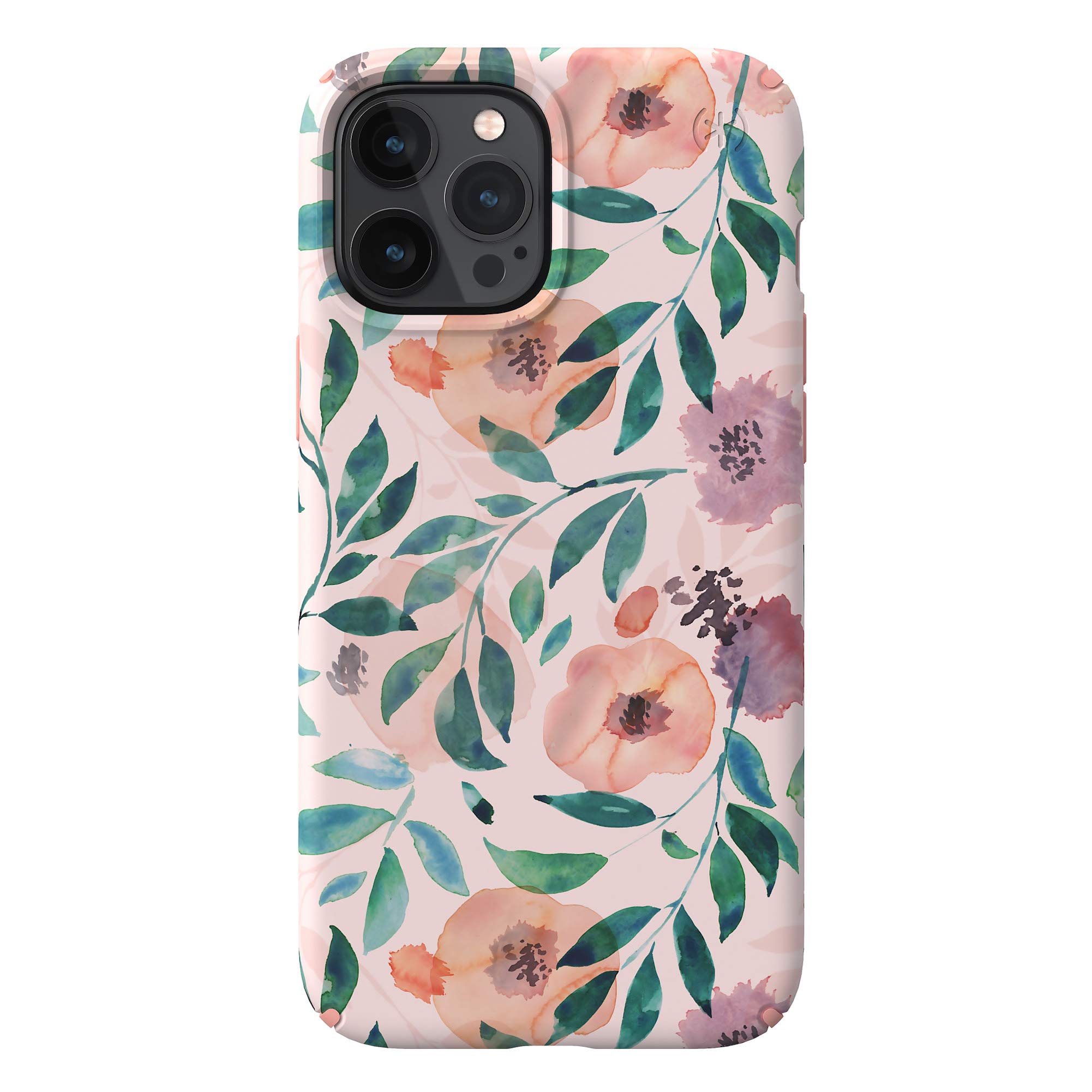 Speck Products Presidio Edition iPhone 12 Pro Max Case, White/Rosy Pink/Watercolor Roses