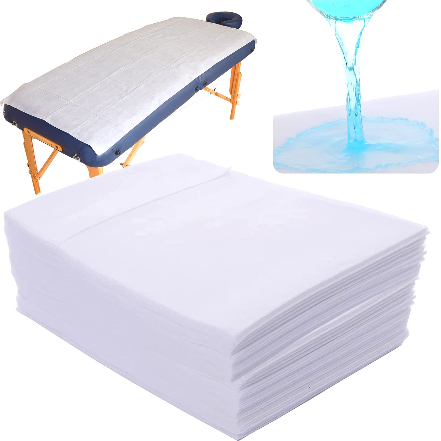 20 PCS Thick Massage Table Sheets Waterproof and Oil Proof Disposable SPA Bed Sheets Non-Woven Fabric Lash Bed Cover 31" X 70"(White)