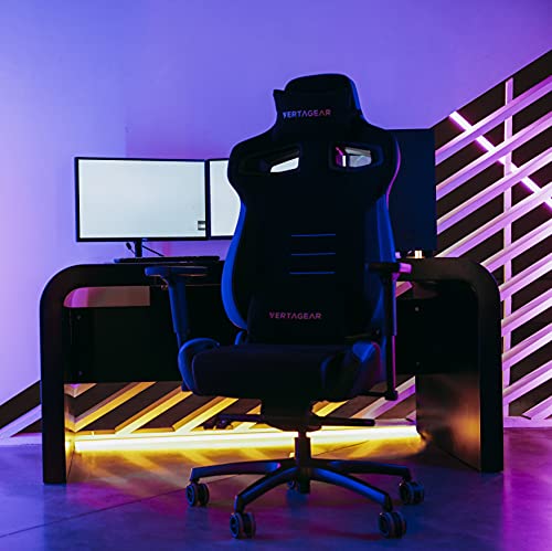 VERTAGEAR Gaming Chair RGB Audio Sync Ergonomic Home Office Coffee Fiber Computer Desk High Back Racing Seat, P-Line PL4500 BIFMA Cert Big Tall XL, Black/Carbon