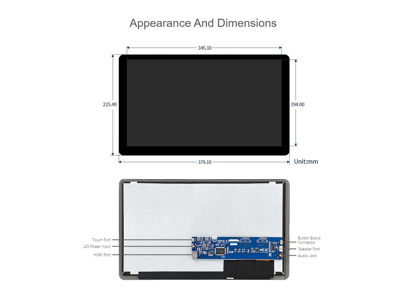 waveshare 15.6inch Capacitive Touch Screen LCD Compatible with Raspberry Pi 4B/3B+/3A+/2B/B+/A+/Zero/Zero W/WH/Zero 2W CM3+/4 1920×1080 Resolution HDMI IPS Supports Jetson Nano/Windows