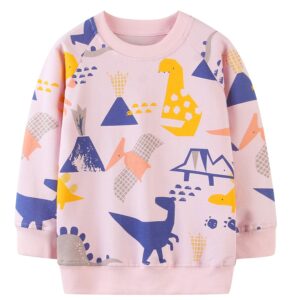 bumeex toddler girl sweatshirt clothes outfit,cotton pink dinosaur crewneck christmas clothing 4t