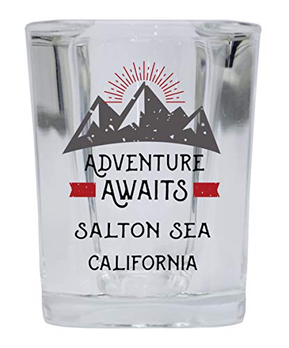 R and R Imports Salton Sea California Souvenir 2 Ounce Square Base Liquor Shot Glass Adventure Awaits Design