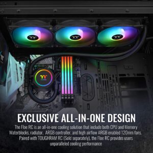 Thermaltake Floe RC360, AMD (AM5/AM4) / Intel (LGA 1700/1200), TT RGB Plus Software/Motherboard Sync ARGB Controlled, 360mm PWM All-in-One CPU & Memory Liquid Cooler CL-W290-PL12SW-A