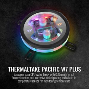 Thermaltake Pacific W7 Plus 16.8 Million RBG Color Software Enabled (TT RGB Plus/Alexa/Razer Chroma) AMD/Intel (LGA 1200) Built-in Temp Sensor CPU Water Block CL-W279-CU00SW-A