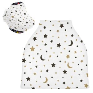 Nursing Cover Breastfeeding Scarf Stars Moon Polka Dot - Baby Car Seat Covers, Infant Stroller Cover, Carseat Canopy(801c)