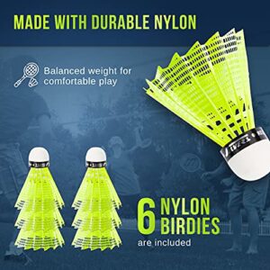 Silver’s 4 Player Uni-Piece Semi-Graphite Badminton Racket Set | Includes 4 Rackets, 2 Badminton Bags, 6 Nylon Shuttlecocks and 2 Extra Replacement Overgrip Tapes.