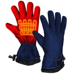 ActionHeat AA Battery Operated Heated Gloves for Men, Women - Weather Resistant Hand Warming Fleece Gloves w/Built-in Heating Panels for Winter, Snow Camping, Hiking, Arthritis Navy