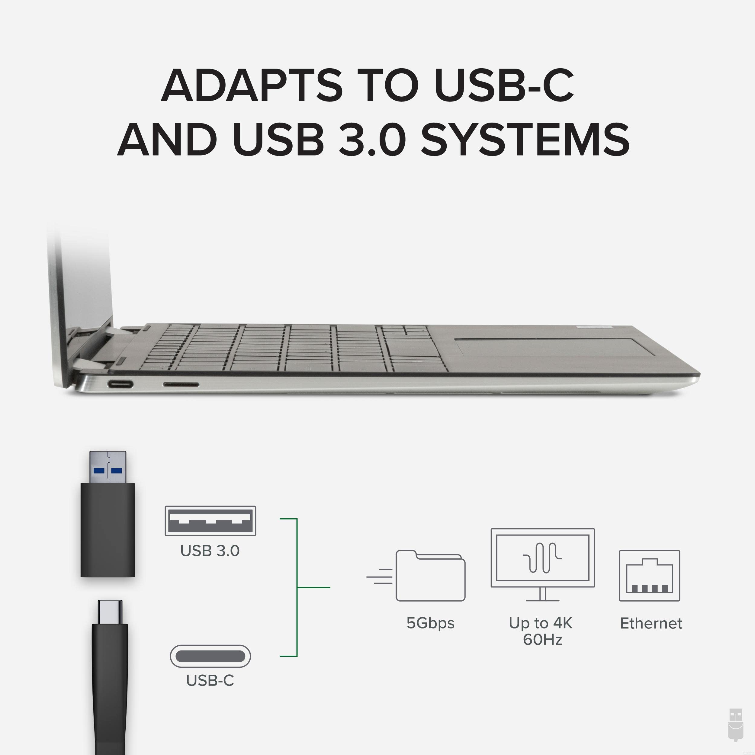 Plugable 4K DisplayPort and HDMI Dual Monitor Adapter with Ethernet for USB 3.0 and USB-C, Compatible with Windows and Mac