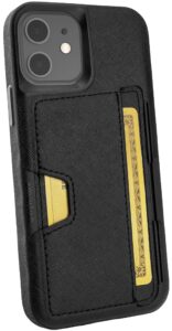 smartish iphone 12/12 pro wallet case - wallet slayer vol. 2 [slim protective kickstand] credit card holder (silk) - black tie affair