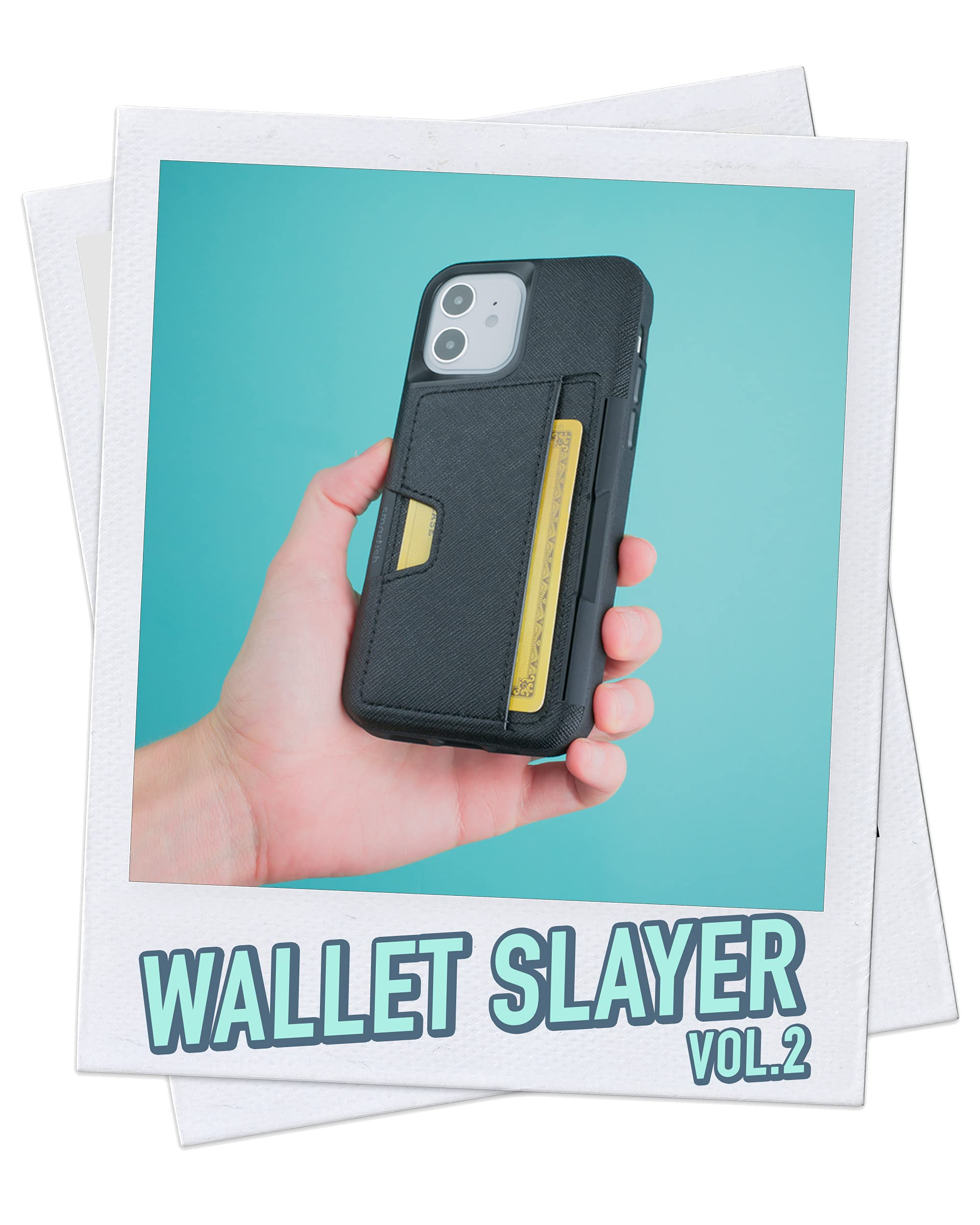 Smartish iPhone 12/12 Pro Wallet Case - Wallet Slayer Vol. 2 [Slim Protective Kickstand] Credit Card Holder (Silk) - Black Tie Affair