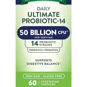 Nature's Truth Probiotic 50 Billion CFU | 200mg Prebiotics | 60 Capsules | Vegetarian, Non GMO & Gluten Free Supplement for Men and Women | Supports Digestive Health